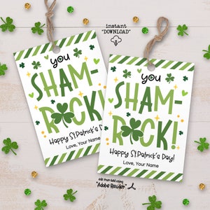 St Patricks Day Printable Tags, You Shamrock Gift Tag, Kids St Patricks ...