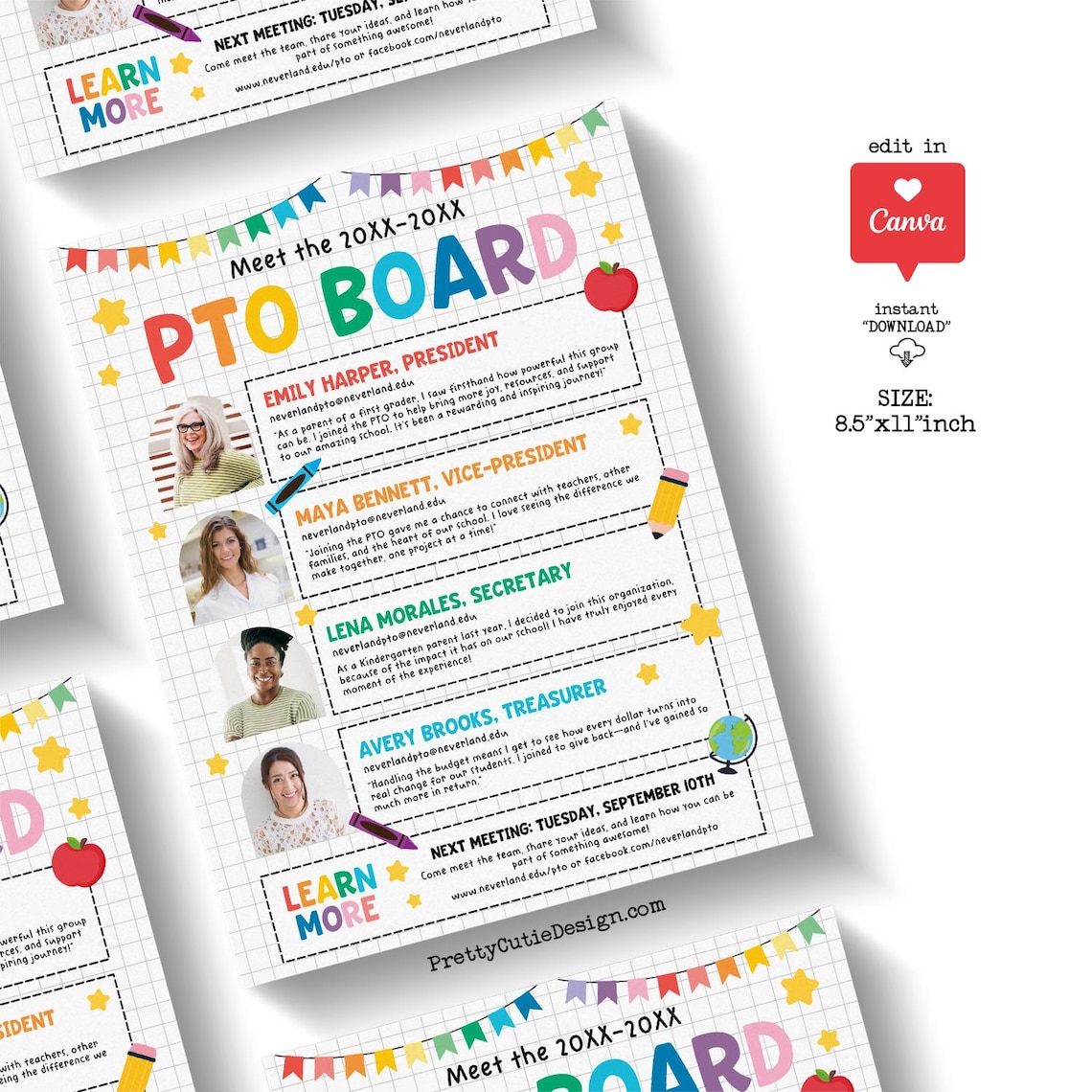 Editable Meet the PTO Board Flyer: Canva Template (8.5x11" Digital ...