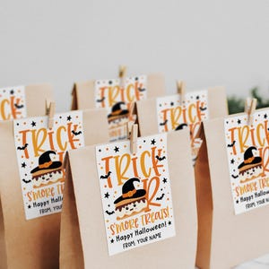 Halloween Printable Gift Tags, Trick or Smore Treat, Spooky Smores Tags ...