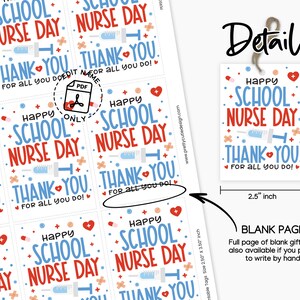 Happy School Nurse Day Gift Tag Printable, School Nurse Appreciation ...