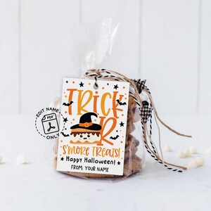 Halloween Printable Gift Tags, Trick or Smore Treat, Spooky Smores Tags ...