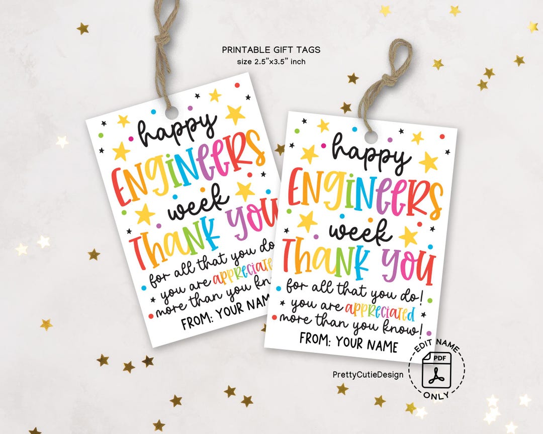 Printable Engineers Appreciation Week Treat Bag Tag, Engineers Week ...