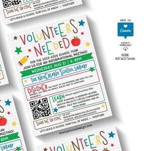 School Volunteer Flyer Template, Editable PTO Recruitment Poster (canva ...
