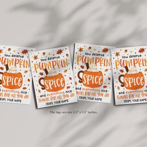 Thanksgiving Gift Tags Printable, Pumpkin Spice Tags for Coworker ...