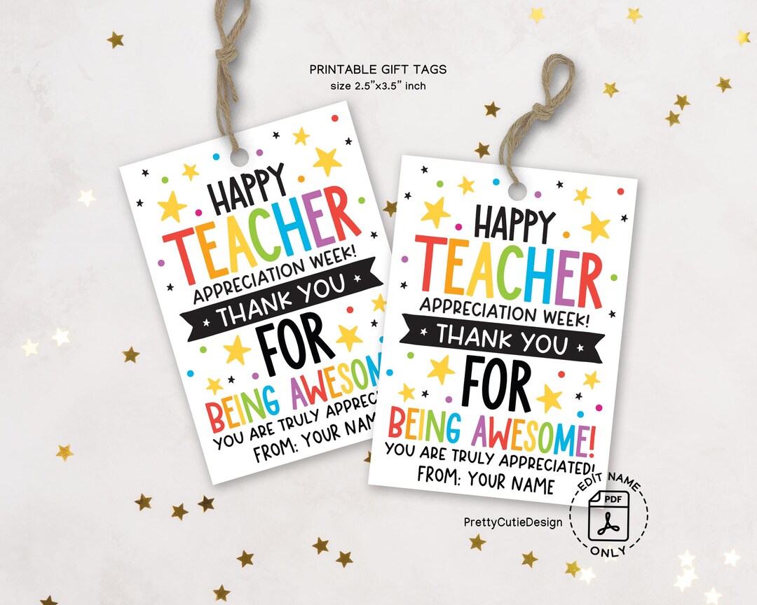 Teacher Appreciation Gift Tags: Rainbow Thank You (digital Download) - Etsy
