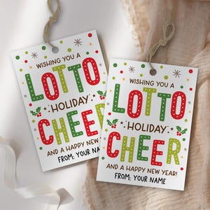 Printable Christmas Lotto Gift Tags, Wishing You a Lotto Holiday Cheer ...