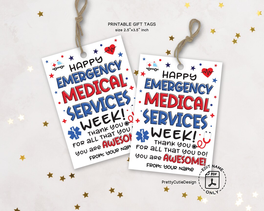 Emergency Medical Services, EMS Week Gift Tag, First Responder Gifts ...