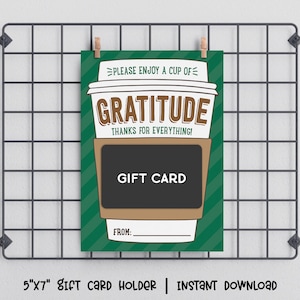 Coffee Gift Card Holder: Cup of Gratitude Teacher Thank You (PDF ...