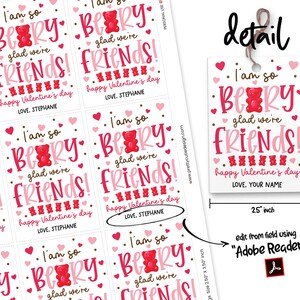 I'm so Beary Glad We Are Friends Valentine Gift Tag, Gummy Bear ...