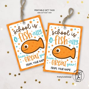First Day of School Gift Tag, Fish Cracker Back to School Gift for ...