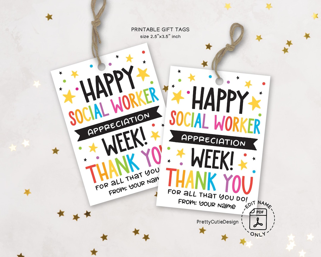 Social Work Week Gift Tag Printable, Social Worker Appreciation Tag ...