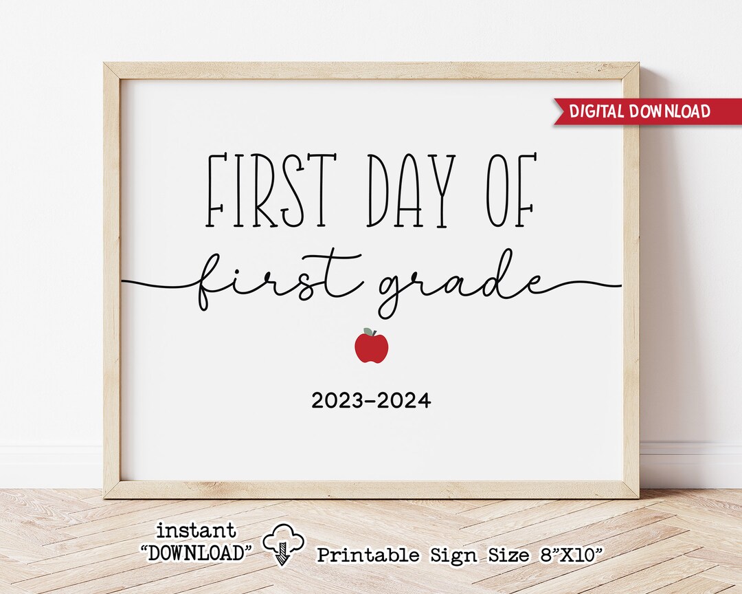 Printable First Day of 1st Grade 2023 2024 Sign Back to - Etsy