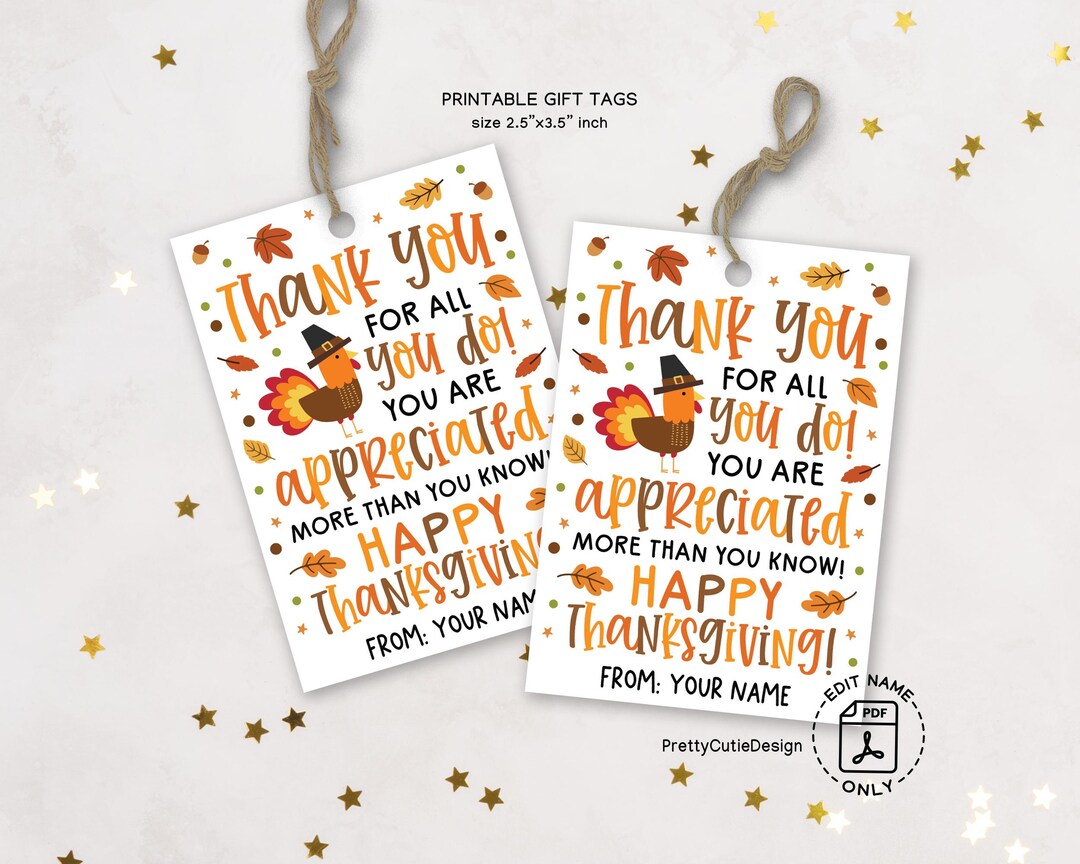 Thanksgiving Gift Tags Printable, Thankful Goodie Bag Tags, Happy Fall ...