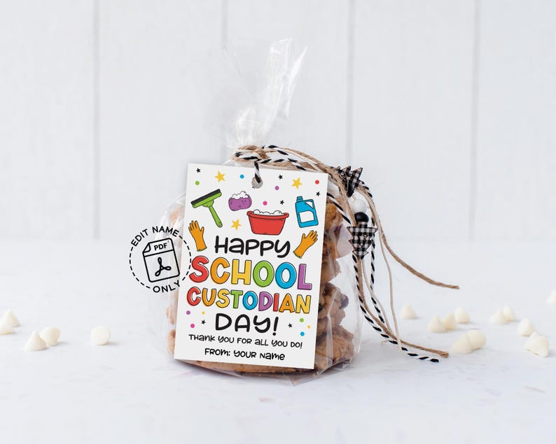School Custodian Appreciation Gift Tags (printable) - Etsy