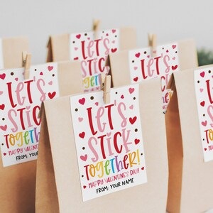 Let's Stick Together Valentine Tag, Classroom Valentine Stickers Gift ...