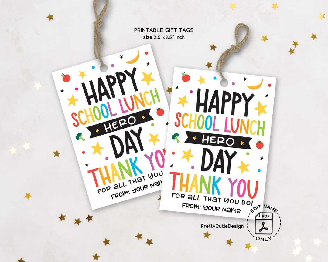 School Lunch Hero Day Gift Tag Printable, School Lunch Lady Tag, School ...