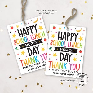 School Lunch Hero Day Gift Tag Printable, School Lunch Lady Tag, School ...