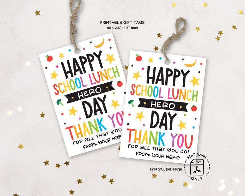 School Lunch Hero Day Gift Tag Printable (PDF) - Etsy