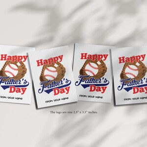 Father's Day Gift Tags Printable, Happy Father’s Day Baseball Theme ...