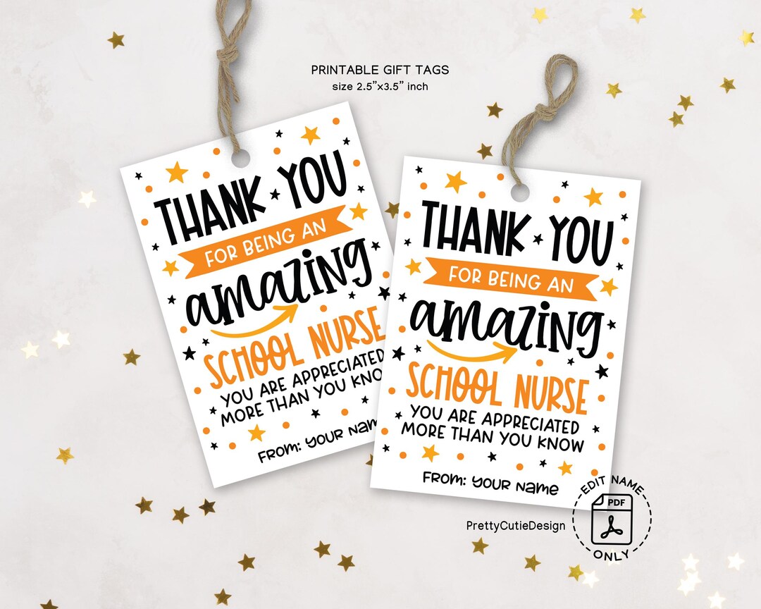 School Nurse Day Gift Tag Printable, Amazing School Nurse Appreciation ...
