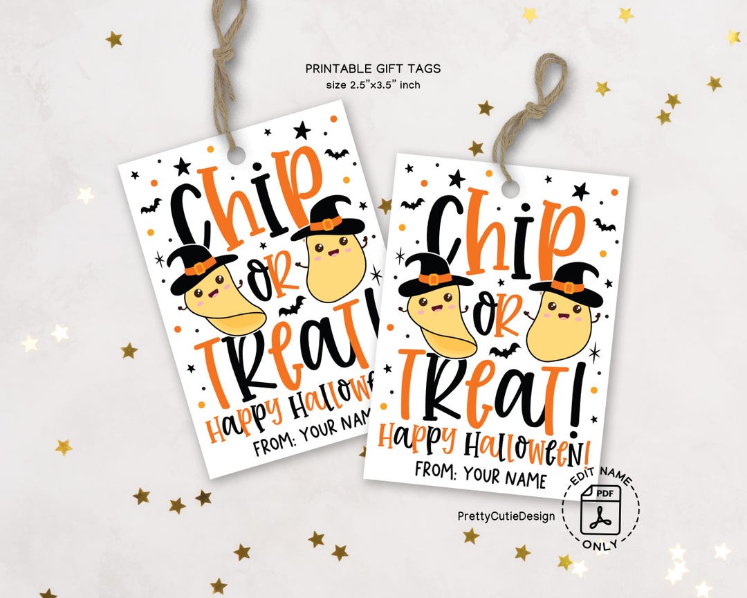 Halloween Gift Tags Printable: Chip or Treat Favor Tags for School Kids ...