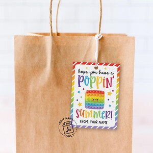 Hope You Have a Poppin' Summer Gift Tag, Last Day of School Pop It Toy ...