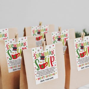 Snowman Soup Gift Tag Printable, Hot Cocoa Christmas Favor Tag, Holiday ...