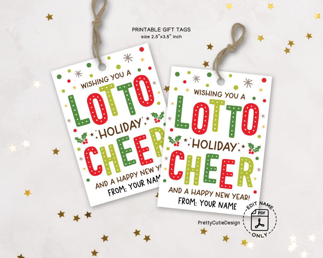 Printable Christmas Lotto Gift Tags, Wishing You a Lotto Holiday Cheer ...