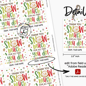 Funny Christmas Thank You Gift Tags, Snowman Design (printable) - Etsy
