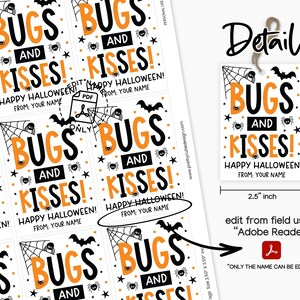 Printable Halloween Gift Tags, Bugs and Kisses for Chocolate and Candy ...