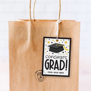 Congrats Grad Gift Tag Printable, Graduation Party Favor Tag for Senior ...