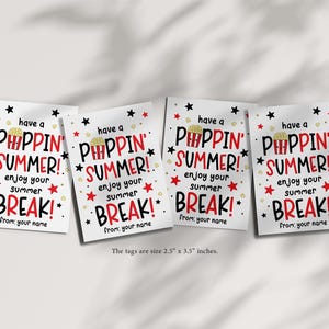 Poppin’ Summer Gift Tags, Last Day of School Printable, Popcorn Theme ...