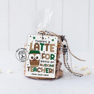 Thanks a Latte Teacher Appreciation Tag, Thanks A Latte Gift Tag, Thank ...