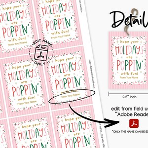 Popcorn Gift Tags, Poppin’ Holidays Printable, Pink Christmas Treat ...