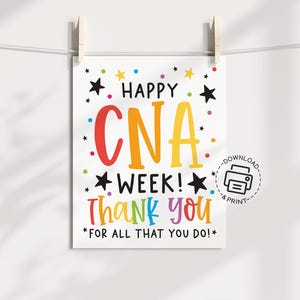 Happy CNA Week Printable Sign, Thank You Gift for Certified Nursing ...