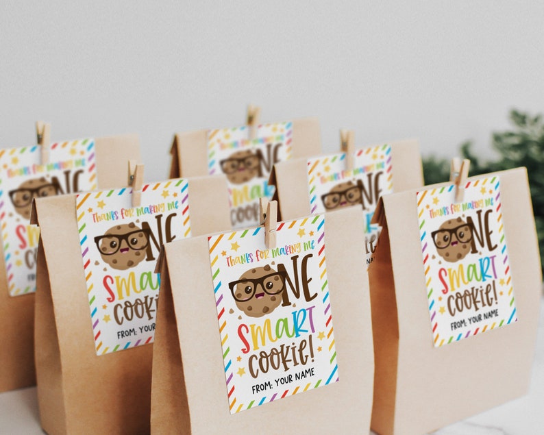Teacher Appreciation Gift Tags: One Smart Cookie (printable) - Etsy