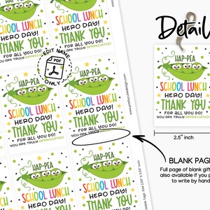 School Lunch Hero Day Gift Tag Printable, School Lunch Hero Card, Thank ...
