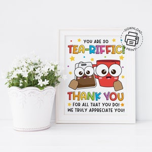 Teacher and Staff Appreciation Week Tea Bar Sign Printable, Tea-riffic ...