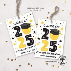 Class of 2025 Graduation Gift Tags Printable, Congrats Grad Favor Tags ...