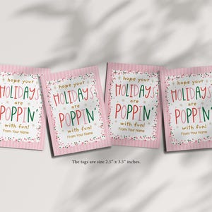 Popcorn Gift Tags, Poppin’ Holidays Printable, Pink Christmas Treat ...