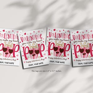 Popcorn Valentines Day Gift Tags, Valentine You Make My Heart Pop ...