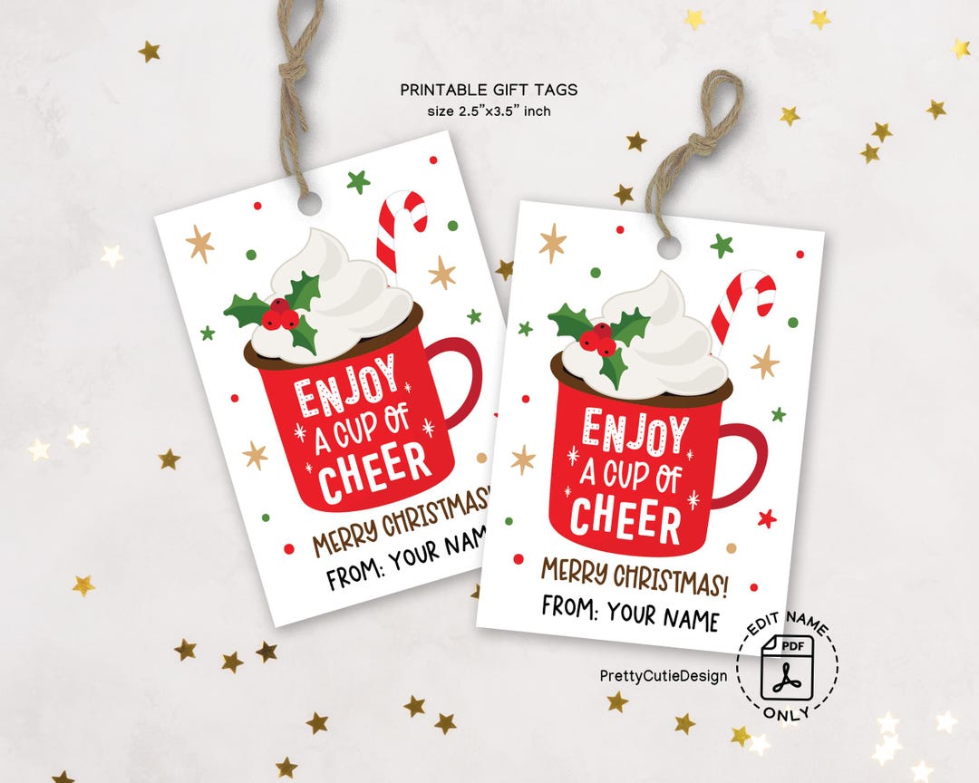 Christmas Coffee Gift Tags Printable, Cup of Cheer, Hot Cocoa Mug ...