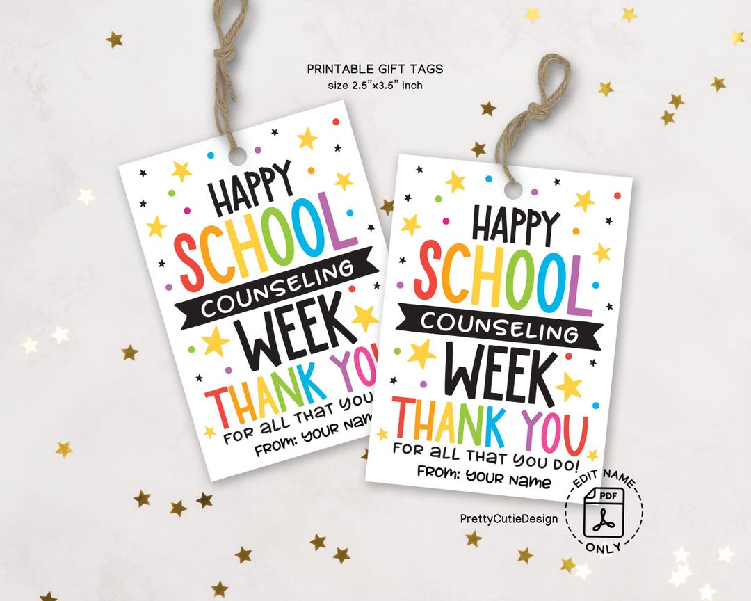 School Counseling Week Gift Tags Printable, Counselor Appreciation ...