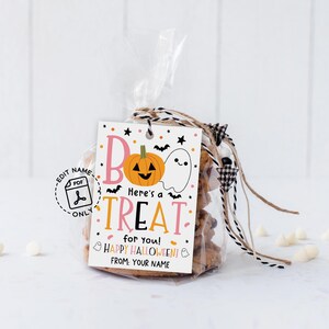Halloween Gift Tags Printable, Boo Here’s a Treat for You, Candy Goodie ...