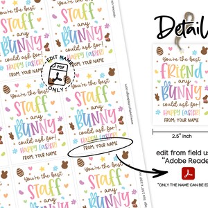 Happy Easter Printable Gift Tags, Staff Appreciation Tag, Employee ...