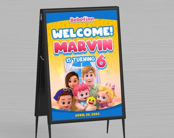 Bebefinn Birthday Party Banner Printable Shark Backdrop Baby Boy Girl ...