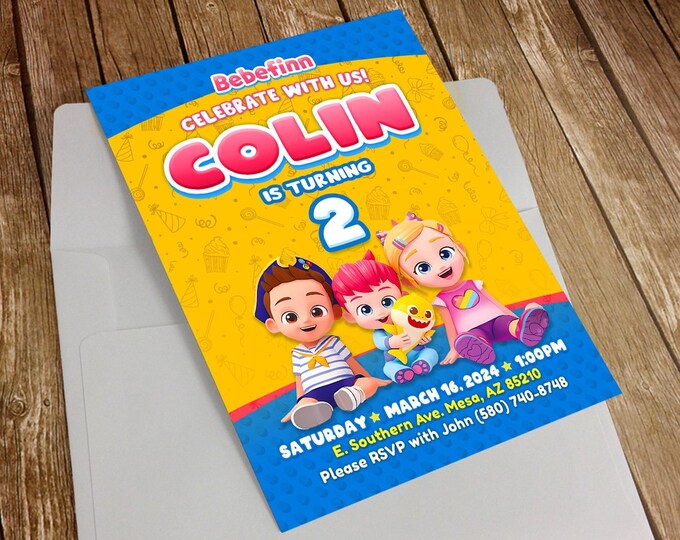 Invitación de cumpleaños de Bebefinn para niño o niña, diseño ...