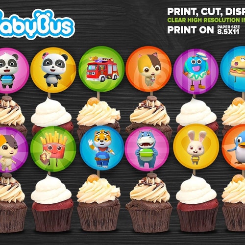 Printable Baby Bus Cupcake Toppers Party Decorations Babybus - Etsy