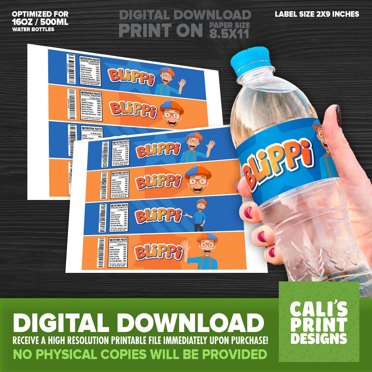 Blippi Water Bottle Label Blippi Labels Birthday Printable Etsy India ...
