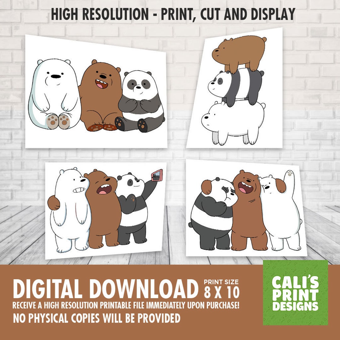 We Bare Bears Happy Birthday Cutouts - High Resolution Instant Download ...